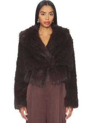 THE SEI Faux Fur Bomber Jacket - Cocoa