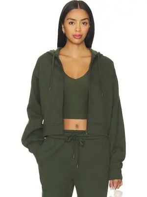 Beyond Yoga Luxe Fleece Zip Up Hoodie - Dark Olive