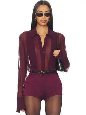 SANS FAFF Meghan Panelled Silk Blouse - Bordeaux