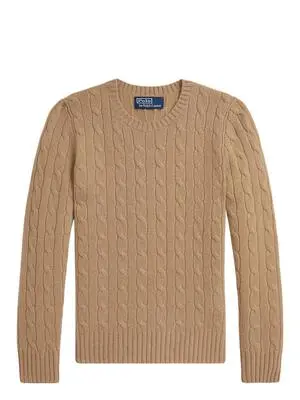 Ralph Lauren Cable-knit Cashmere Sweater - New Camel Melange