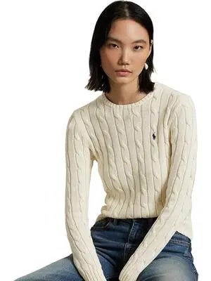 Ralph Lauren Cable-knit Cotton Crewneck Sweater - Cream