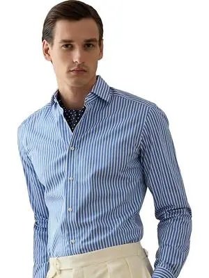 Ralph Lauren Bengal-stripe Poplin Shirt - Medium Blue And White