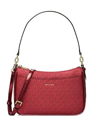 Michael Kors Jet Set Medium Metallic Signature Logo Convertible Crossbody Bag - Red