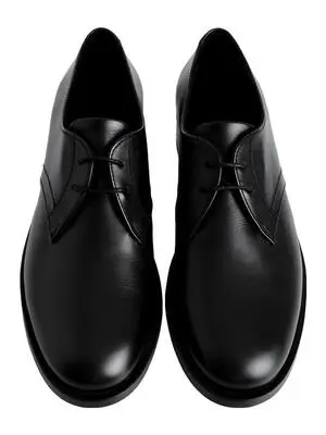 Cos Leather Derby Shoes With Stacked Heel - Black