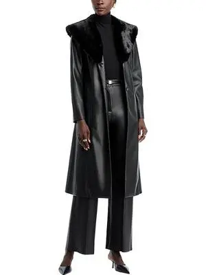Elie Tahari Veda Faux Leather Coat - Noir