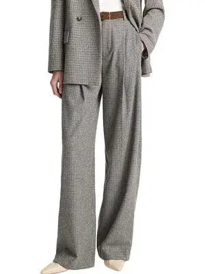 Vince High-rise Wool-blend Pants - Cacao Houndstooth