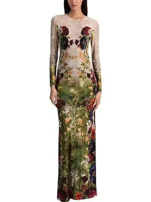 Alice + Olivia Delora Round Neck Dress - Forbidden Forest
