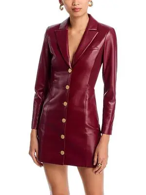 Alice + Olivia Michelle Faux Leather Mini Dress - Oxblood