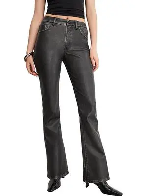 Good American Classic Faux Leather Bootcut Pants - Black