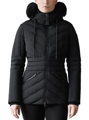 Mackage Nadia-sh Hooded Down Jacket With Shearling Trim - Black