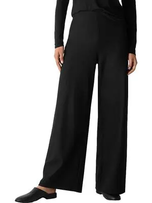 Eileen Fisher Wide-leg Wool Pants - Black