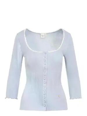 Chloé Lace-trimmed Button Top - Blue