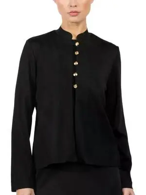 LA GALPA Mandarin-collar Blouse - Black