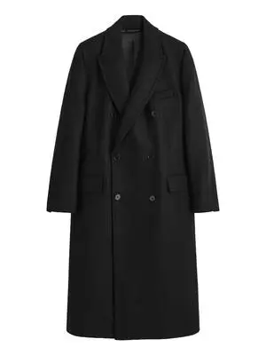 Cos Double-breasted Relaxed Fit Wool Coat - Black