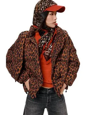 DAMSON MADDER Pearl Puffer Coat - Choc Leopard