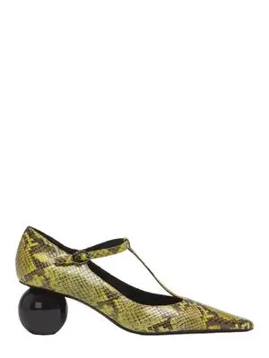 Marni 60mm Python-print T-bar Pumps - 00v07 Lightlime