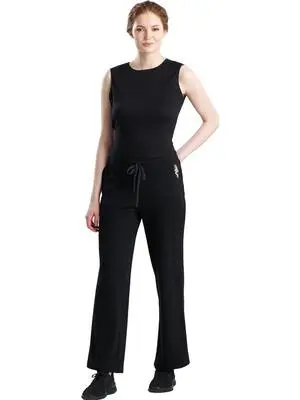 Natori Cocoon Brushed French Terry Straight Leg Pants - Black