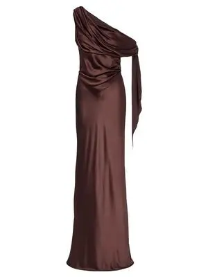 THE SEI The Sei Draped Asymmetrical Silk Satin Gown