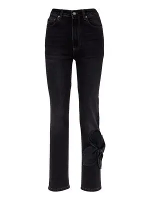 AREA Bow-detailed Cropped Jeans - Black