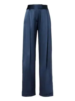 THE SEI High-rise Wide-leg Silk Pants - Blue