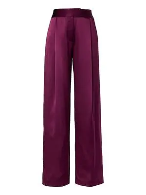 THE SEI High-rise Wide-leg Silk Pants - Burgundy