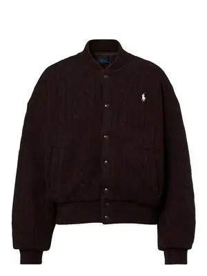 Polo Ralph Lauren Cable-knit Wool And Cashmere Bomber Jacket - Brown