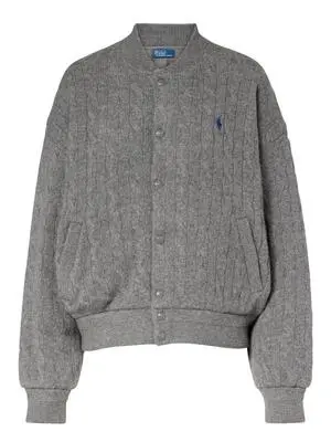 Polo Ralph Lauren Cable-knit Wool And Cashmere Bomber Jacket - Grey