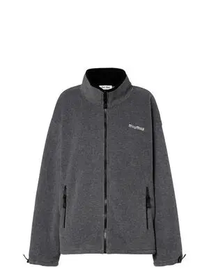 Miu Miu Logo Oversized Fleece Sweatshirt - Grey