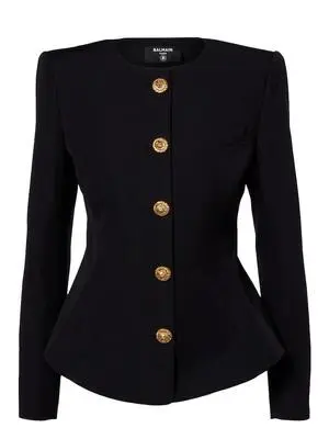 Balmain Virgin Wool Single-breasted Blazer - Black