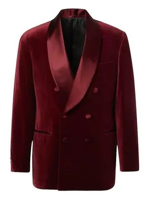 Brunello Cucinelli Cotton And Silk Velvet Tuxedo Jacket - Burgundy