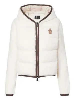 Moncler Hooded Fleece Down Jacket - White