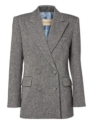 Valentino Garavani Double-breasted Wool-blend Blazer - Grey