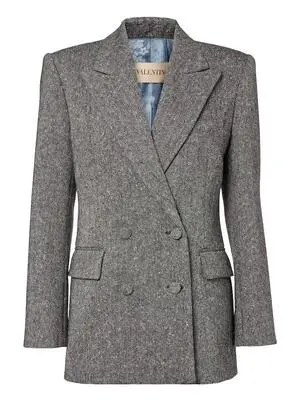 Valentino Garavani Double-breasted Wool-blend Blazer - Grey