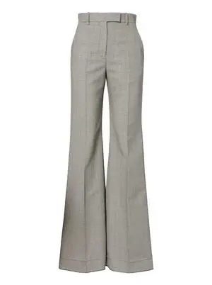 Valentino Garavani Checked Wool And Mohair Wide-leg Pants - White