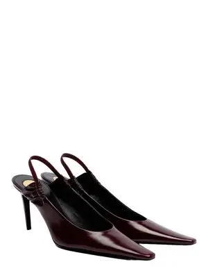 Saint Laurent Anne-marie Leather Slingback Pumps - Burgundy