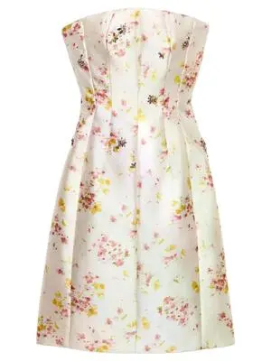 Prada Floral-print Embellished Mini Dress - White