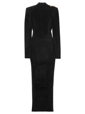 Balmain Button-embellished Open-back Knitted Midi Dress - Black