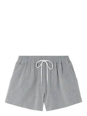 ST. AGNI Pinstriped Wool-blend Twill Shorts - Gray