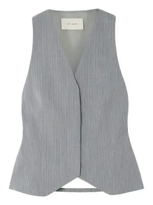 ST. AGNI Pinstriped Wool-blend Twill Vest - Gray