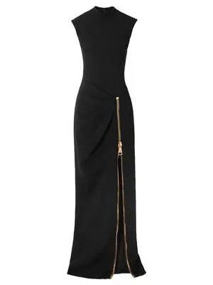 Balmain Zip-detailed Jersey Gown - Black
