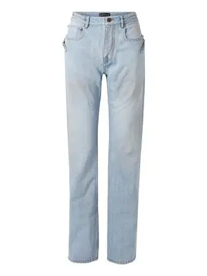 Balenciaga City Studded High-rise Straight-leg Jeans - Blue