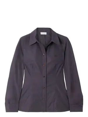 Burberry Embroidered Cotton-poplin Shirt - Purple
