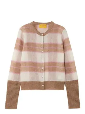 GUEST IN RESIDENCE Shadow Striped Wool, Silk, And Cashmere-Blend Cardigan