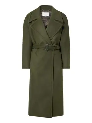 Stella McCartney Belted Double-breasted Wool Coat - Green