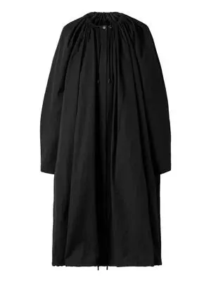 TOTEME Oversized Gathered Organic Cotton-blend Coat - Black