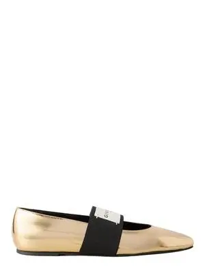 Givenchy Logo-appliquéd Mirrored-leather Ballet Flats - Gold