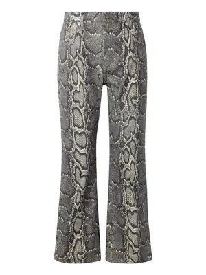 Gabriela Hearst Ezra Snake-print Recycled Mid-rise Bootcut Jeans - Gray