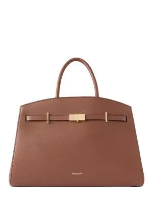 DEMELLIER The Hudson Midi Textured-leather Tote - Brown