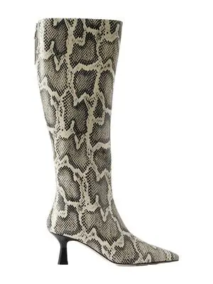 AeydĒ Klea Snake-effect Knee Boots - Animal Print