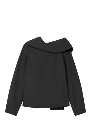 Brandon Maxwell The Quinn Draped Cotton-poplin Blouse - Black